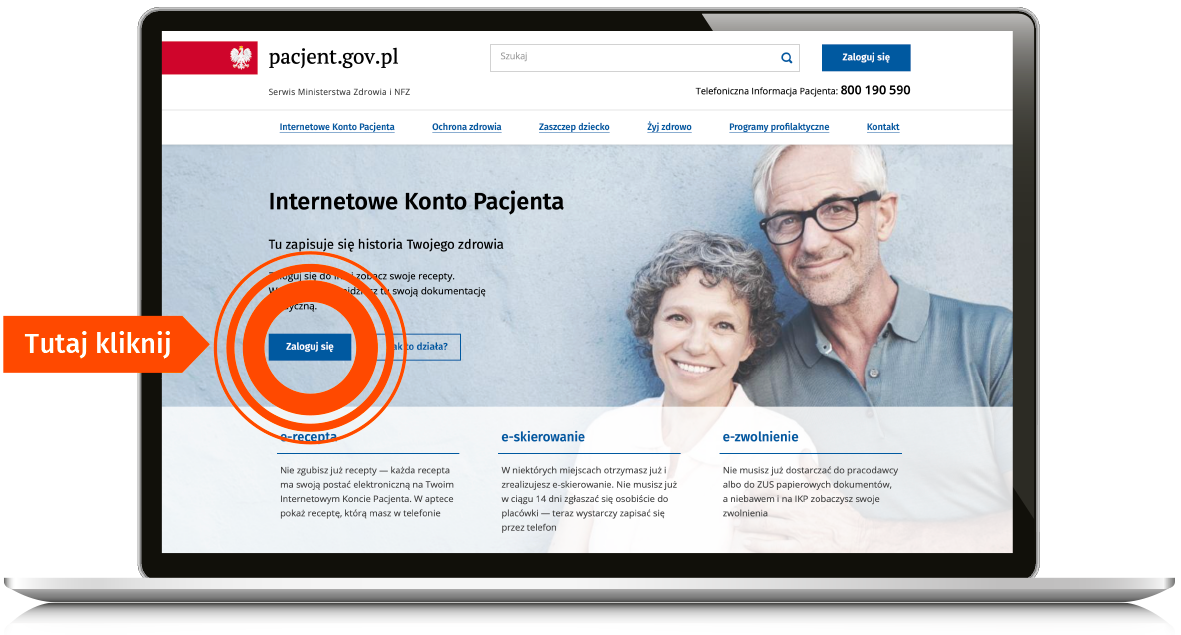 Krok 2. Zaloguj się na Internetowe Konto Pacjenta | Pacjent